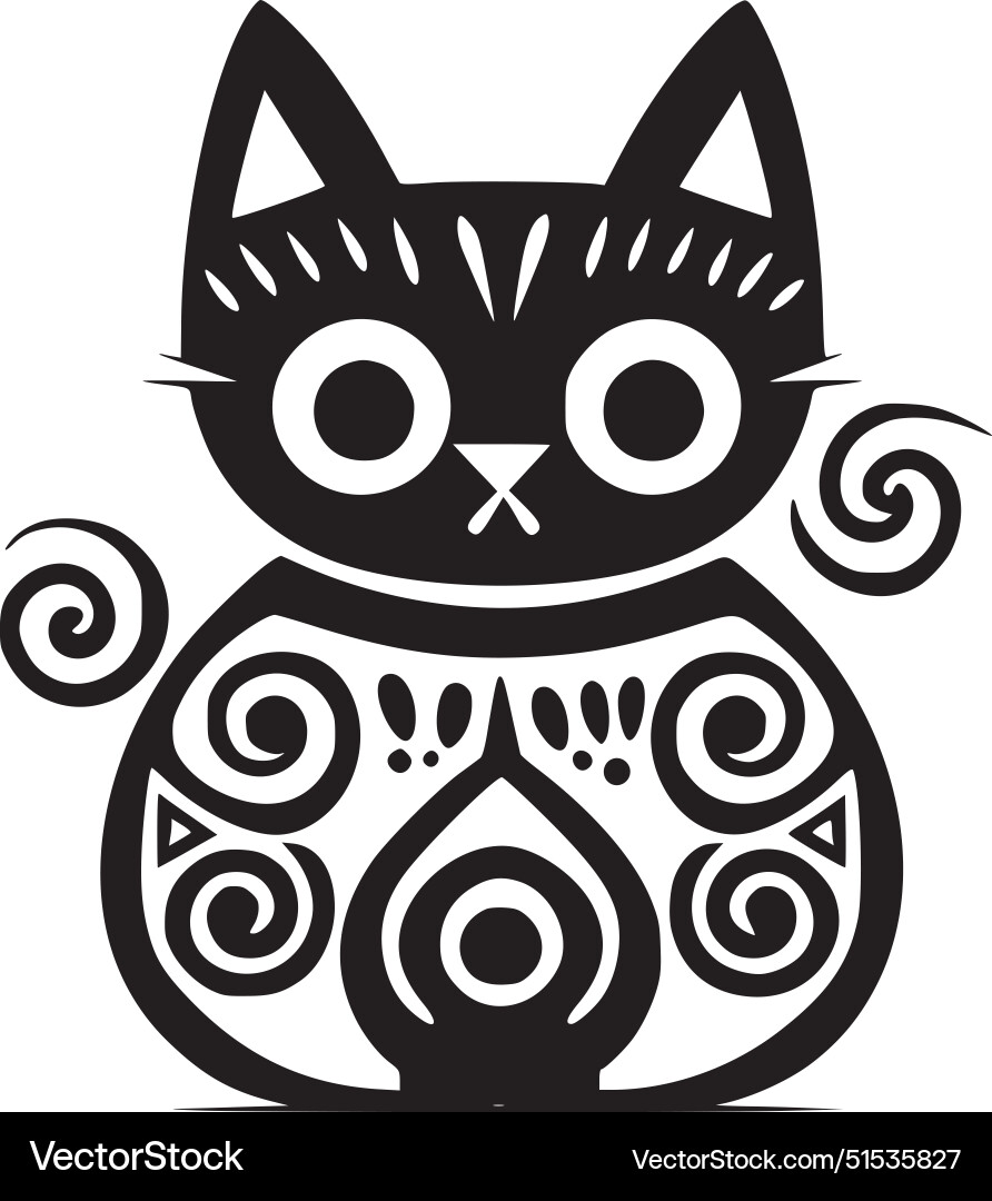 Cat - black and white isolated icon Royalty Free Vector