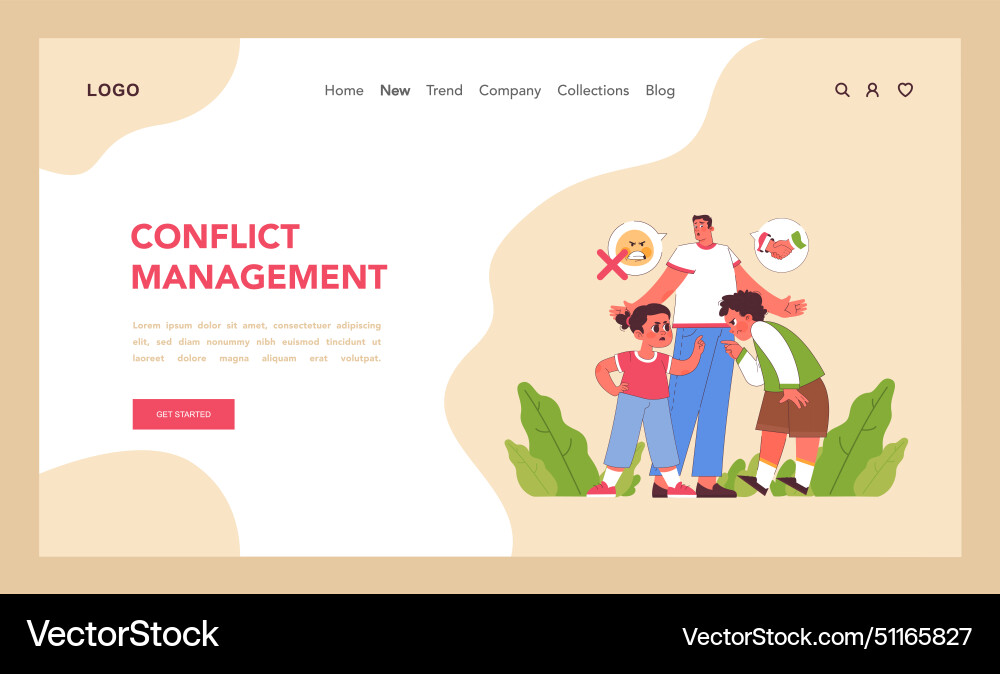 Conflict management concept flat Royalty Free Vector Image