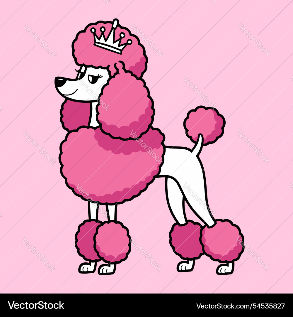 Elegant pink poodle with crown Royalty Free Vector Image