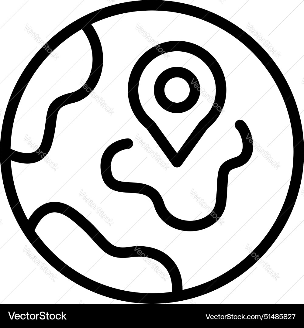 Global location icon line art Royalty Free Vector Image