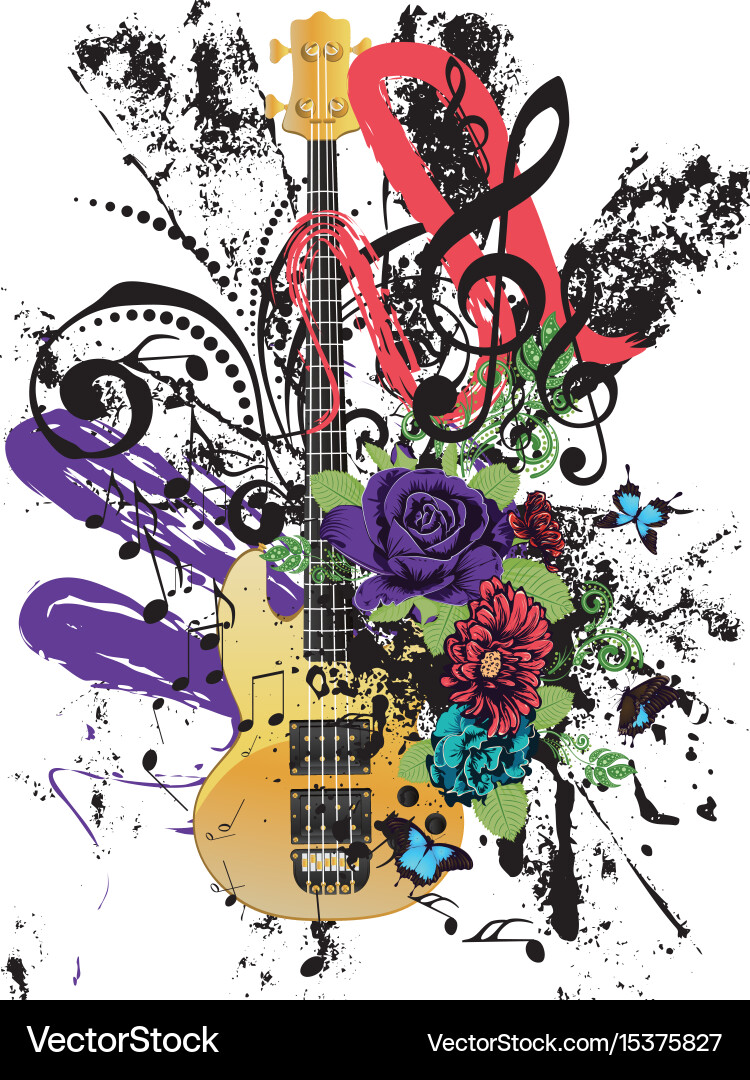 Grunge guitar Royalty Free Vector Image - VectorStock