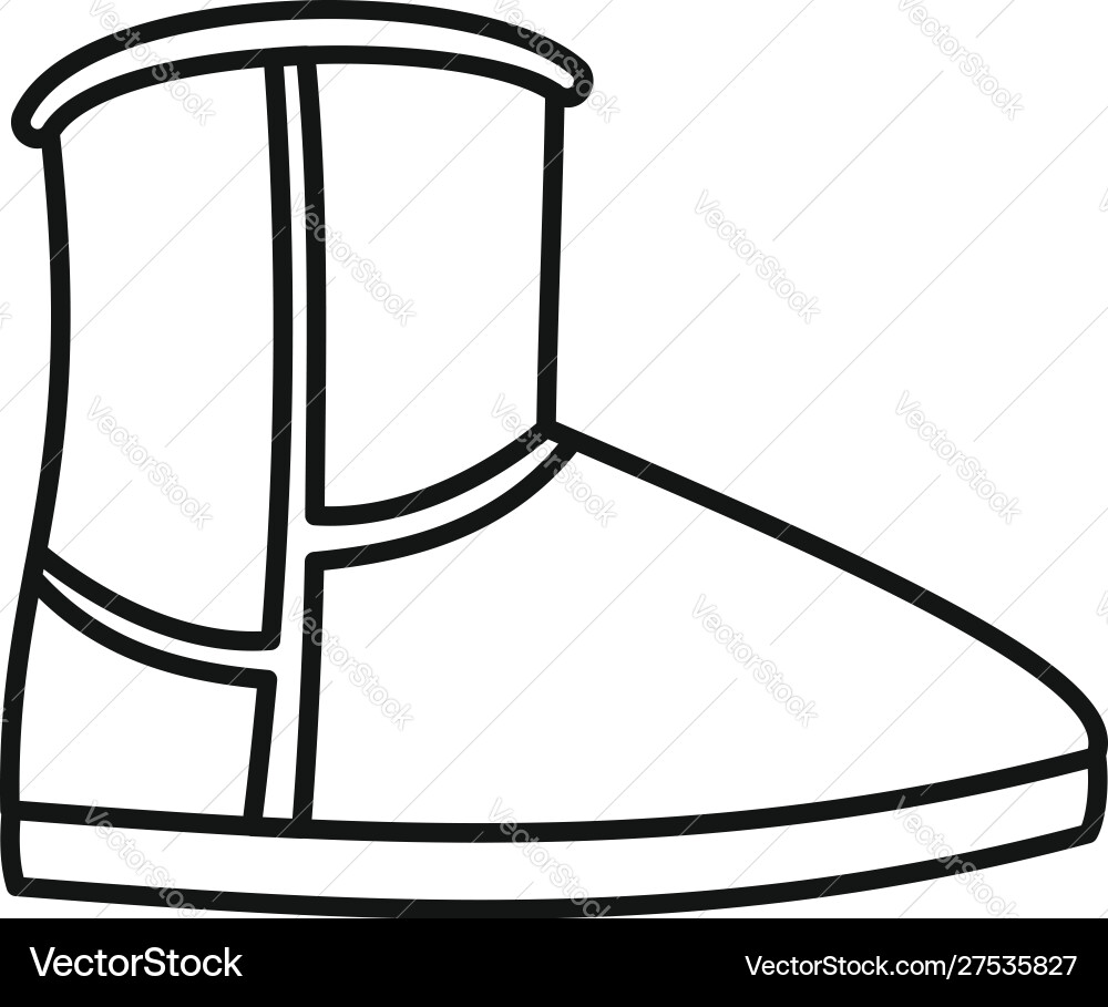 Leather ugg boot icon outline style Royalty Free Vector