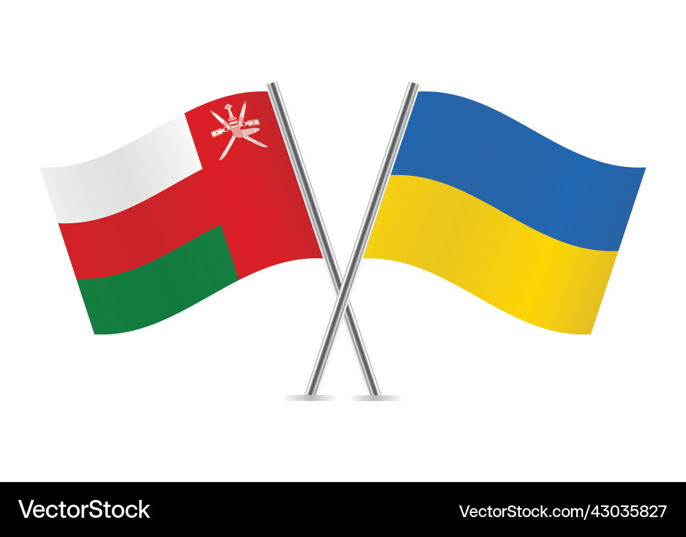 Oman and ukraine crossed flags Royalty Free Vector Image
