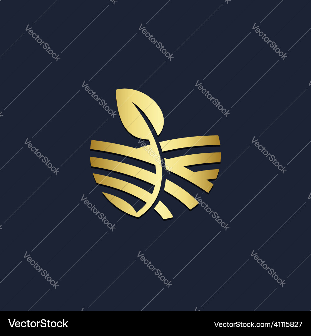 Plant leaf nature gold logo Royalty Free Vector Image