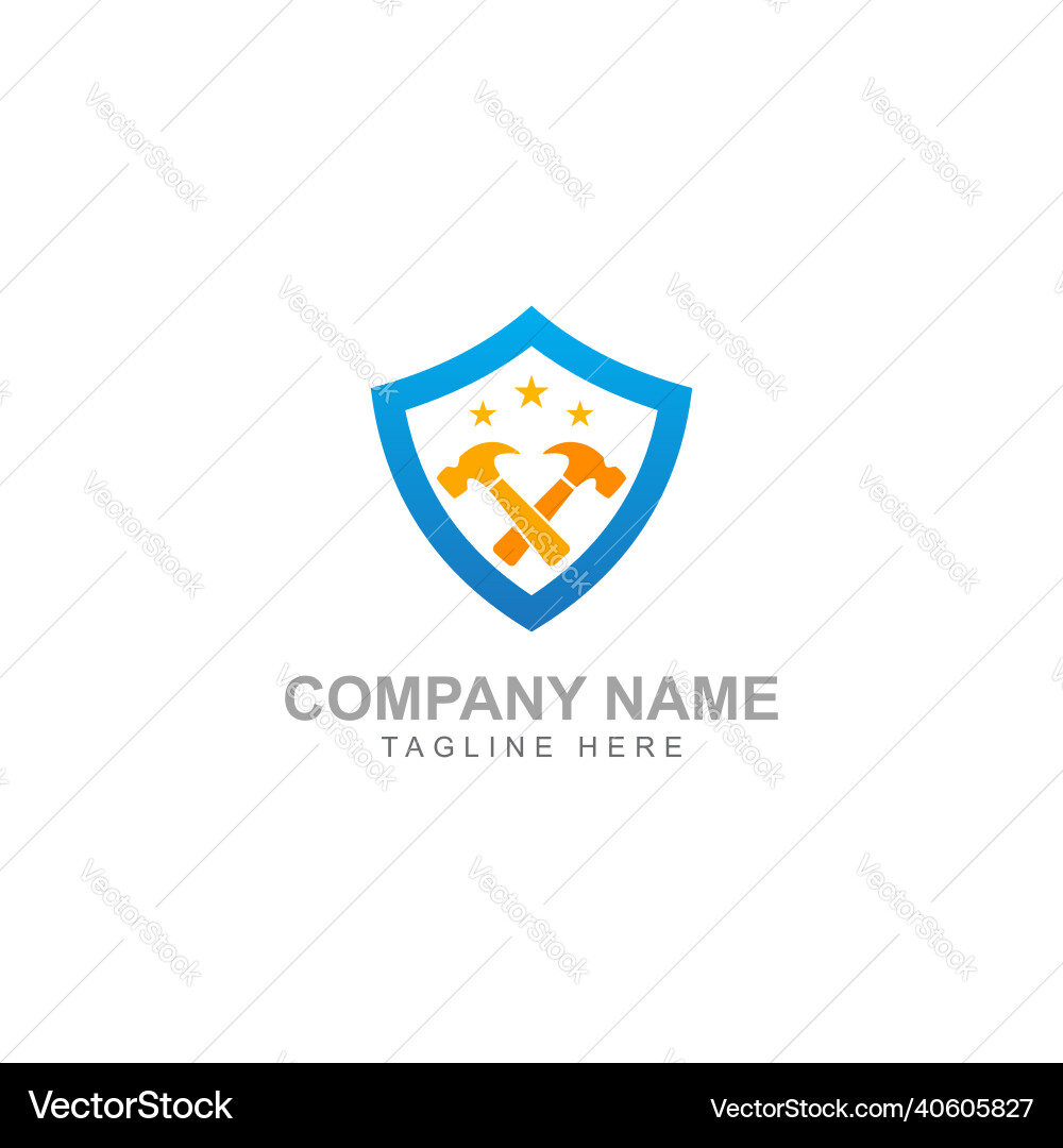 Shield guard repair logo Royalty Free Vector Image