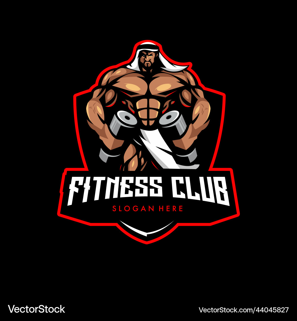 Sultan gym mascot logo design Royalty Free Vector Image