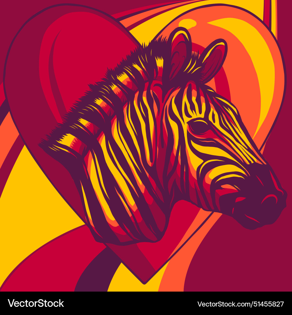 Zebra head on heart Royalty Free Vector Image - VectorStock