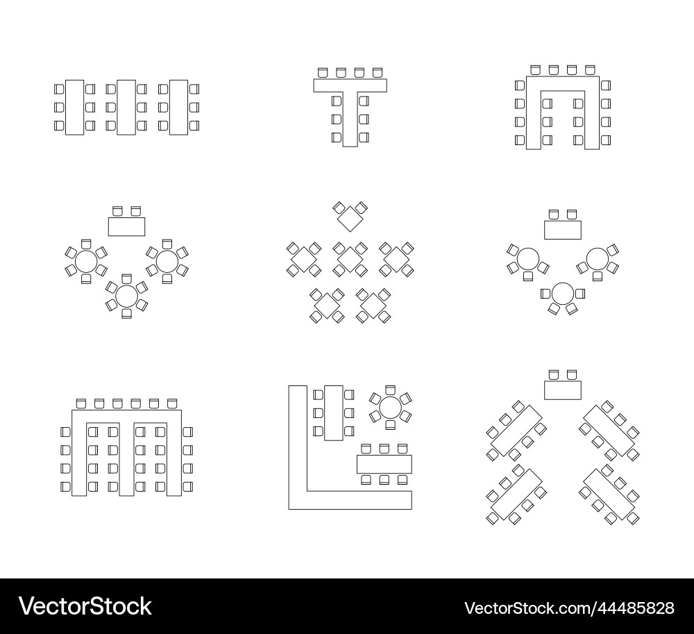 Bankett Tisch Layout Plan Lizenzfreies Vektorbild