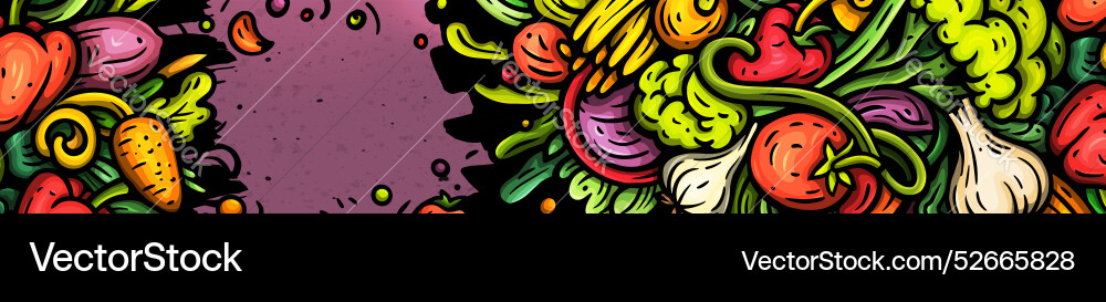 Cartoon doodle vegetables banner background Vector Image