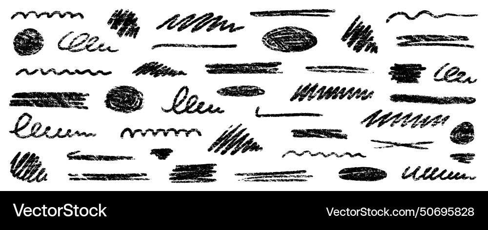 Chalk brush underline stroke set crayon marker Vector Image