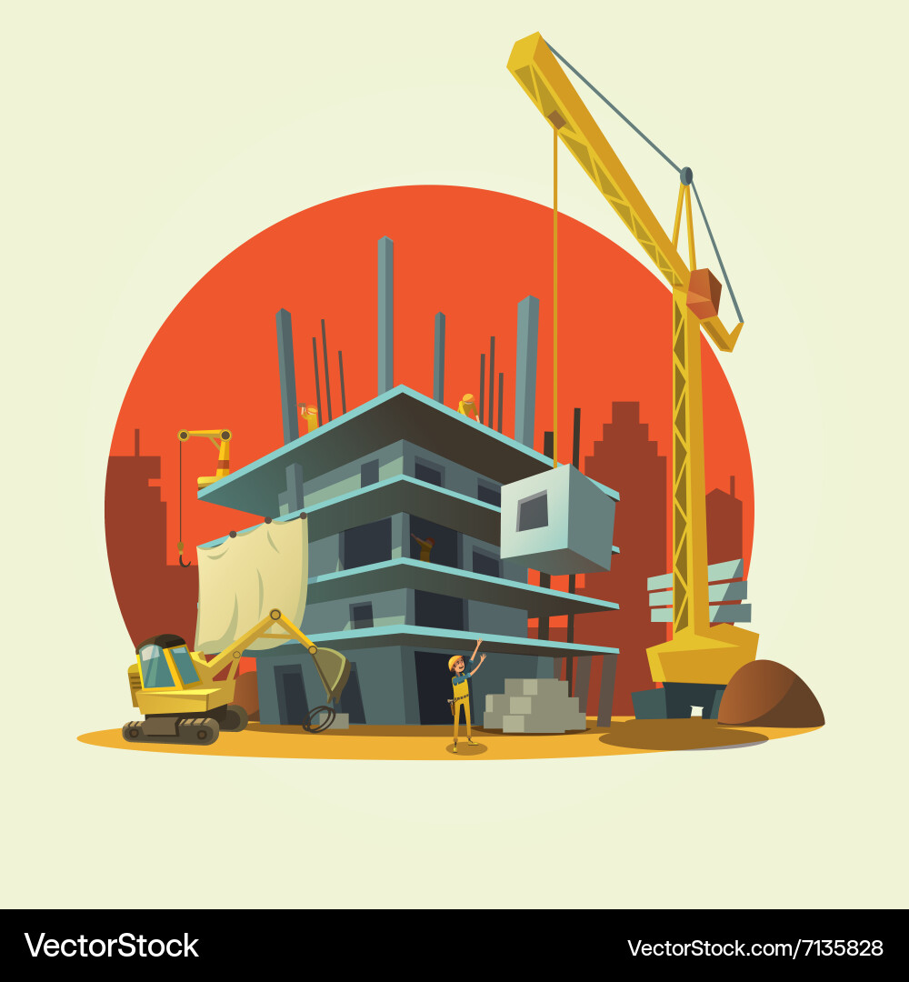 Bau Cartoon Lizenzfreies Vektorbild - VectorStock