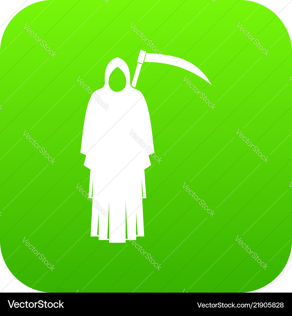 Death with scythe icon digital green Royalty Free Vector