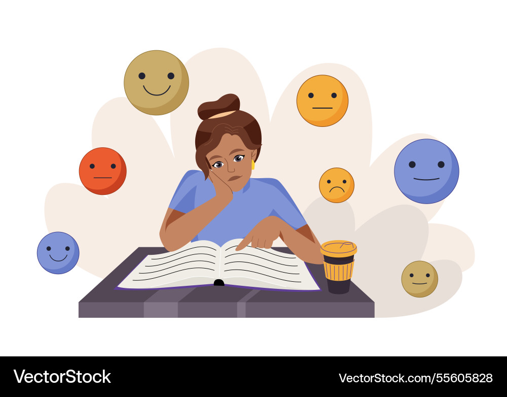 Emotions while studying Royalty Free Vector Image