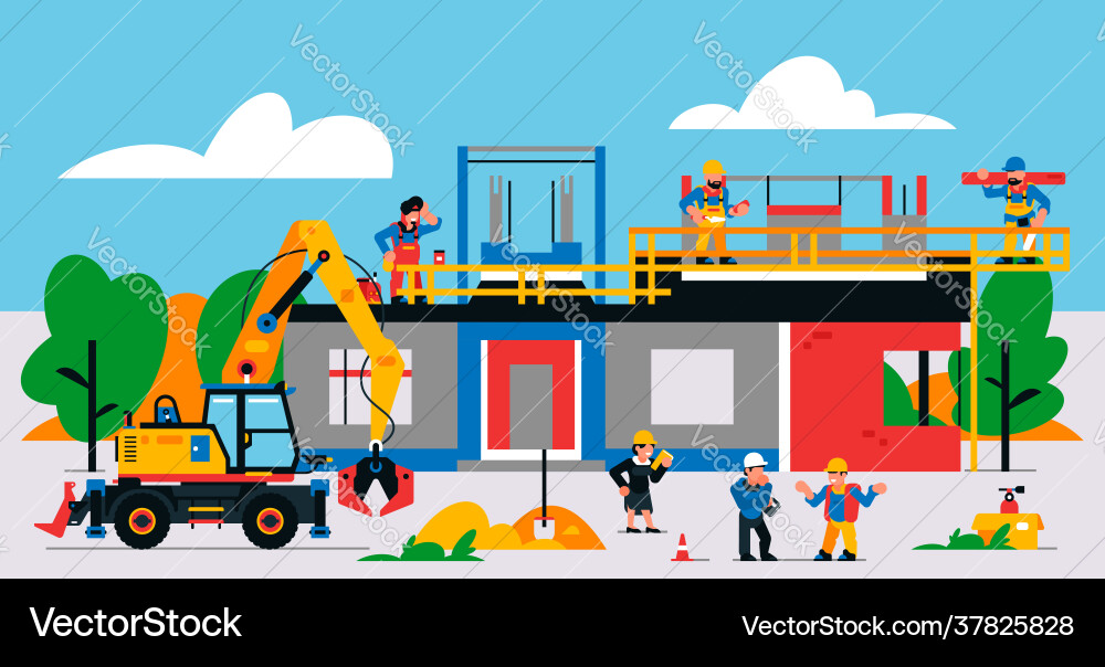 House is under construction site Royalty Free Vector Image