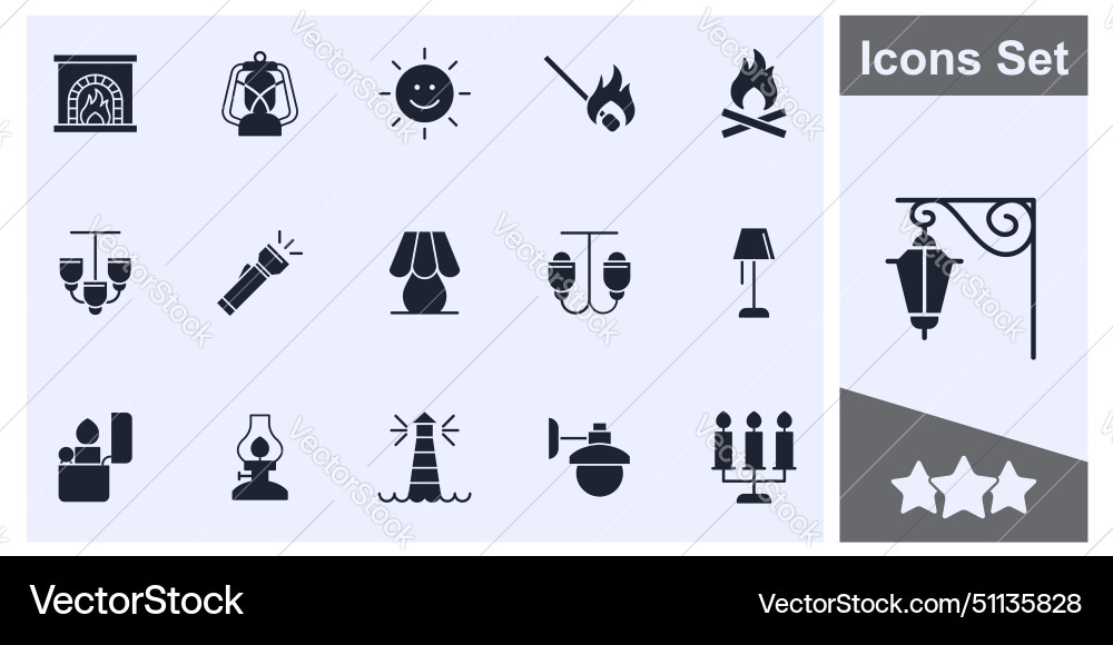 Lights bulb lamp icon set symbol collection logo Vector Image