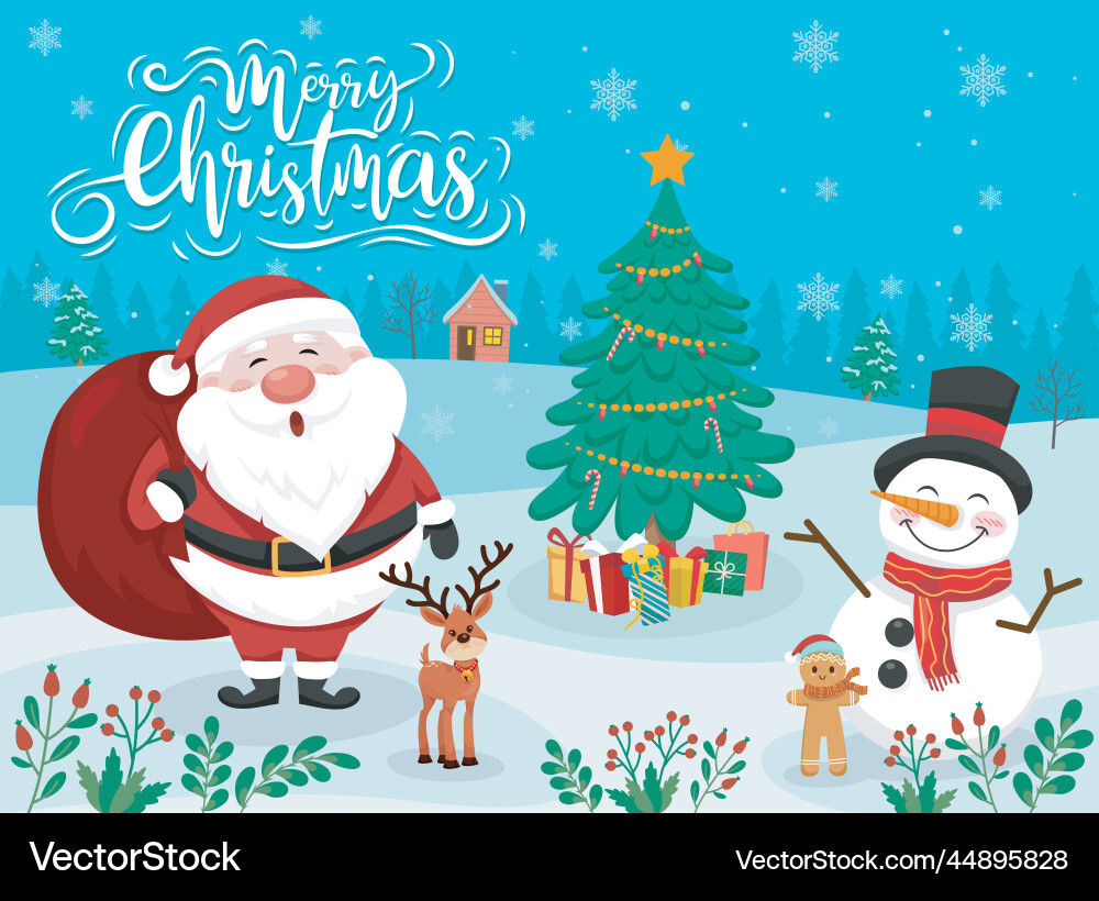 Merry christmas character bundle Royalty Free Vector Image