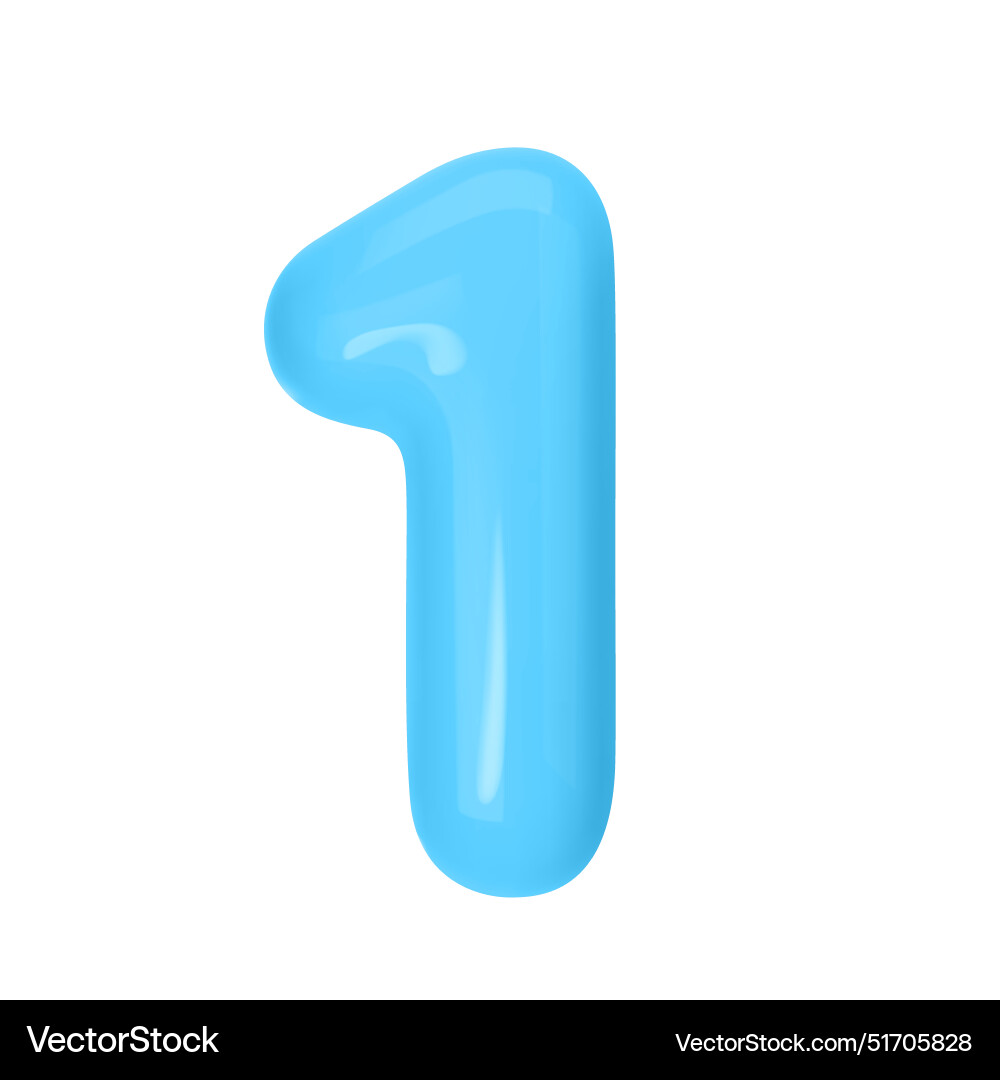 Numeral 1 - blue plastic balloon number one Vector Image
