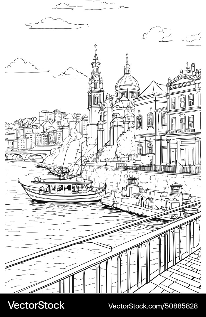 Porto coloring page Royalty Free Vector Image - VectorStock
