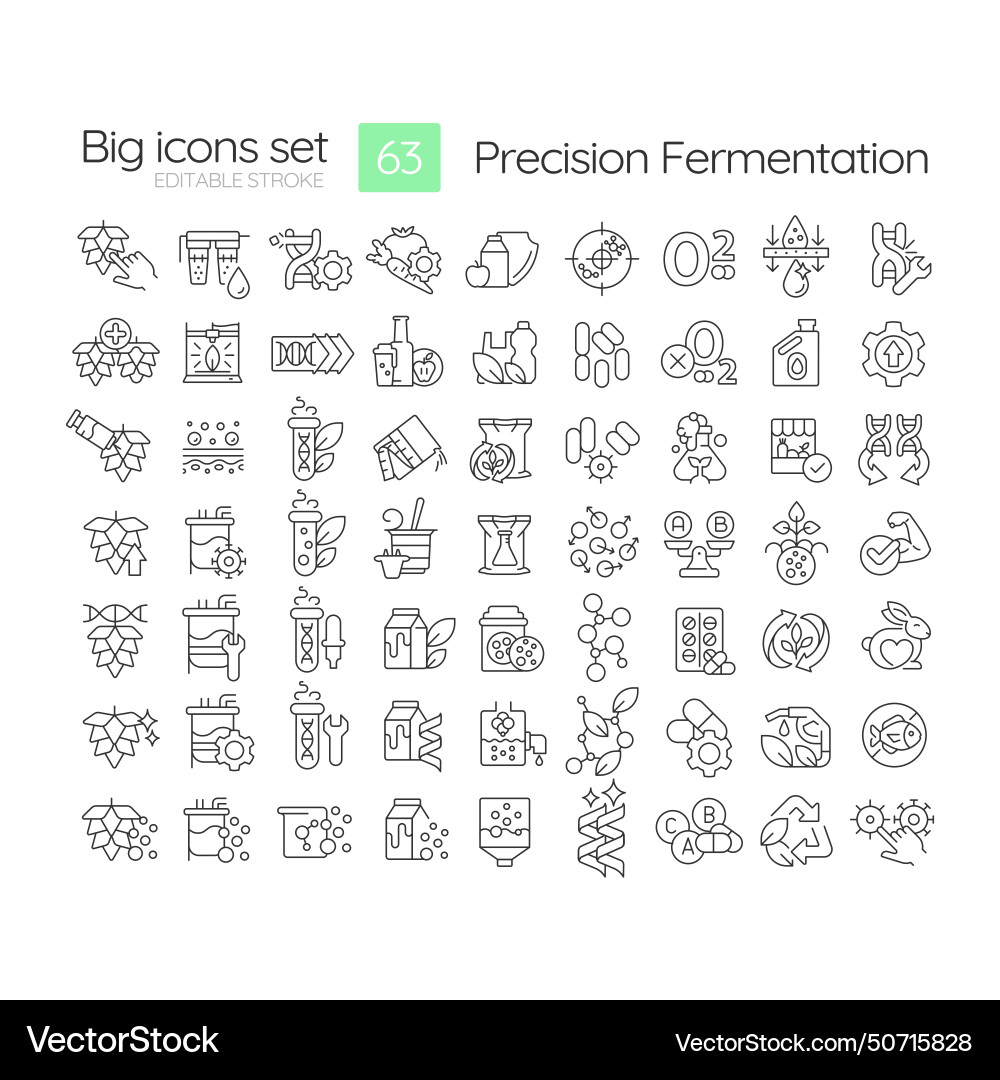 Precision fermentation linear icons set Royalty Free Vector Precision fermentation linear icons set Royalty Free Vector