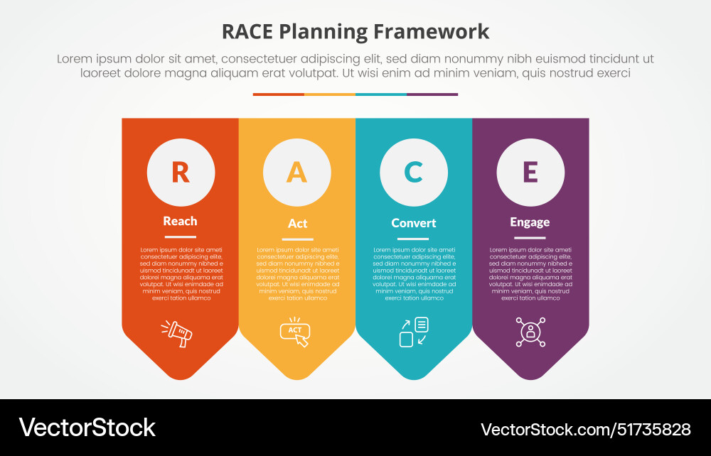 Race framework infographic concept for slide Vector Image
