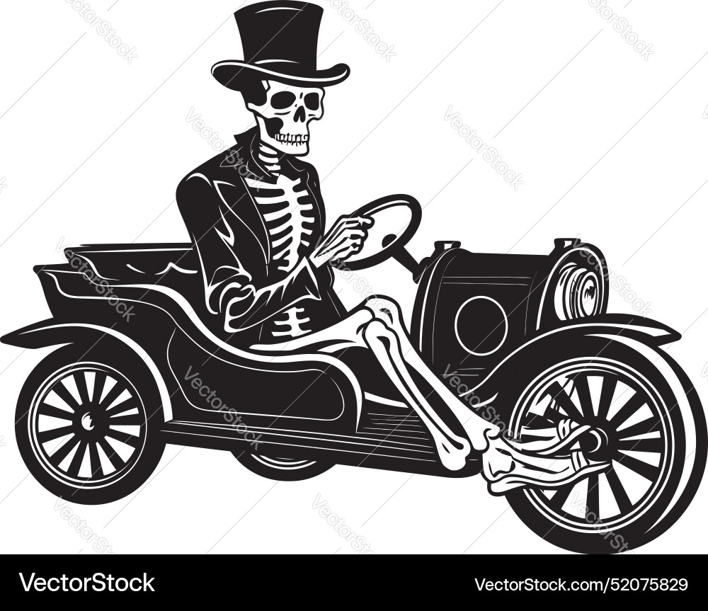 Bone blazer skeleton driving car icon design Vector Image