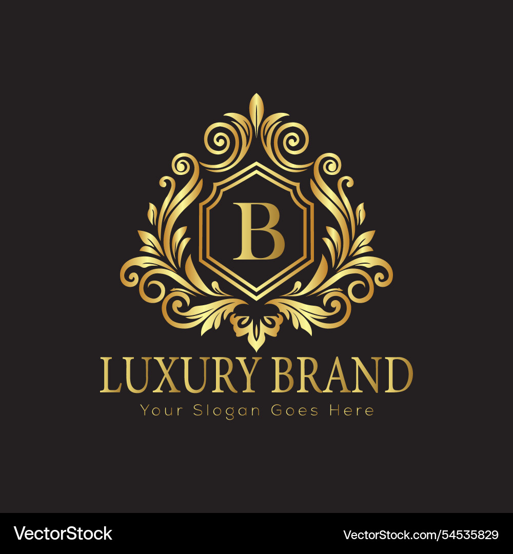 Letter b luxury gold logo concept template Vector Image