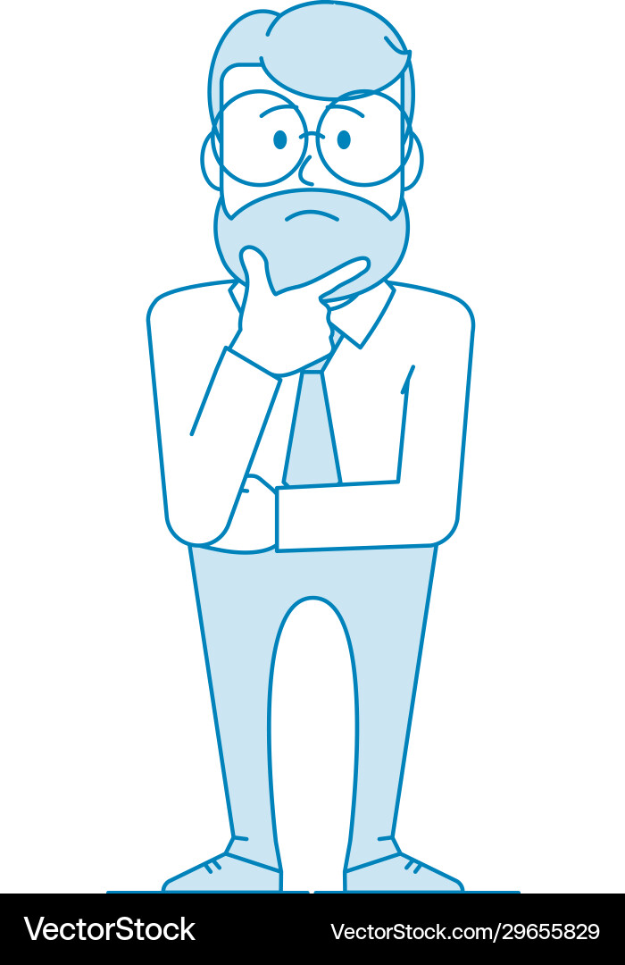 Man a gesture pondering or thinking Royalty Free Vector
