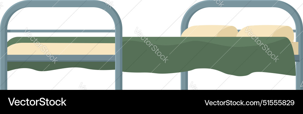 Metal frame single bed with mattress and blanket Vector Image