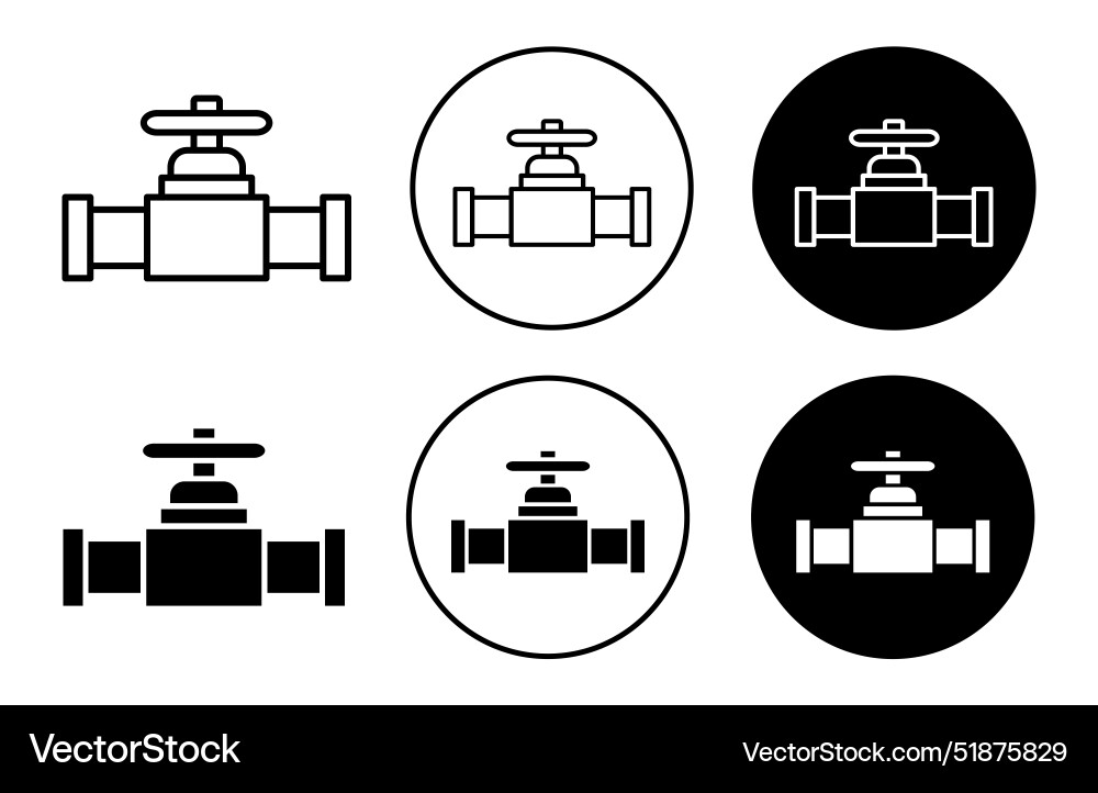 Pipe valve icon outline flat Royalty Free Vector Image