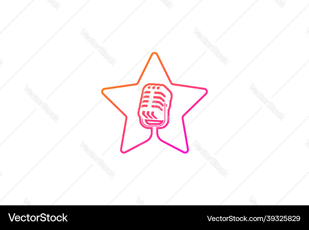 Singer Star Microphone Logo Template Royalty Free Vector