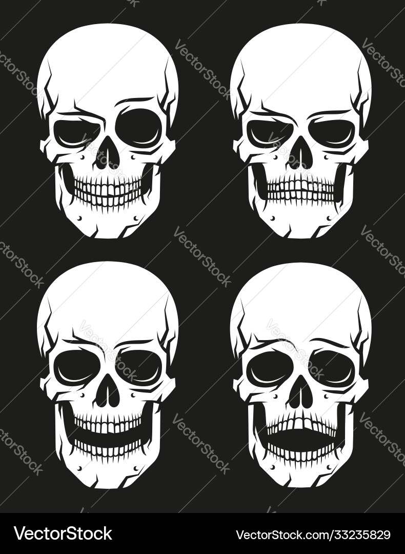Skull Emotions - Cartoon Faces Royalty Free Vector Image