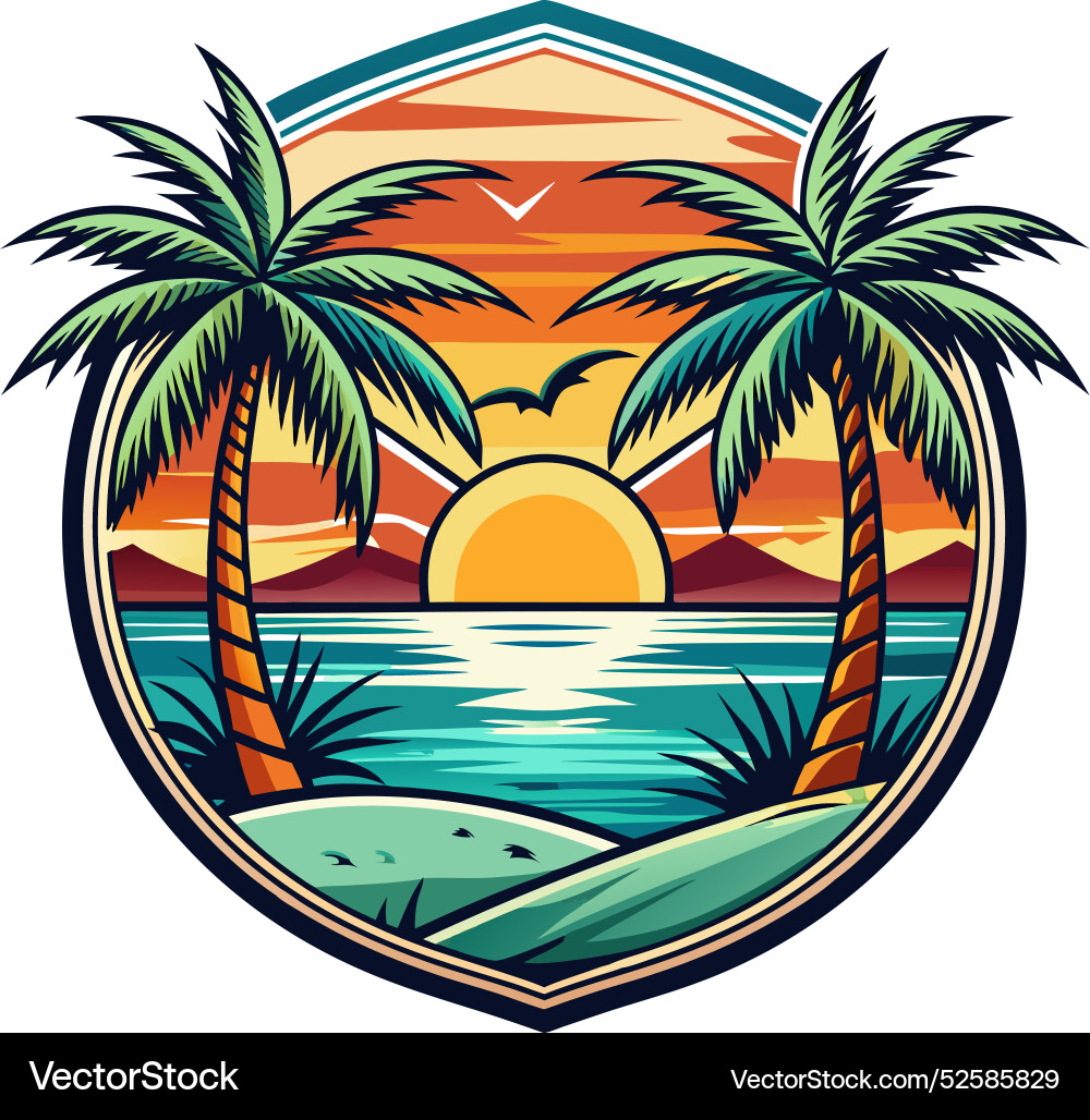 Tropical beach logo design template vintage 3 Vector Image