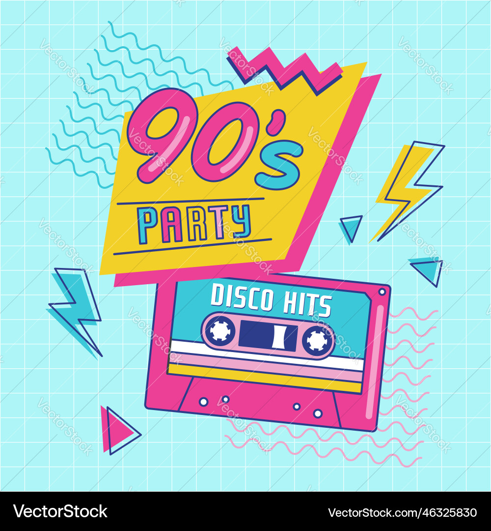90s Retro Party Banner Royalty Free Vector Image