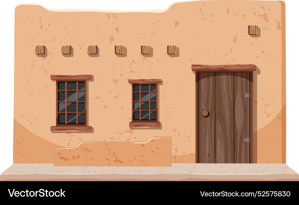 A rustic mexican adobe house Royalty Free Vector Image
