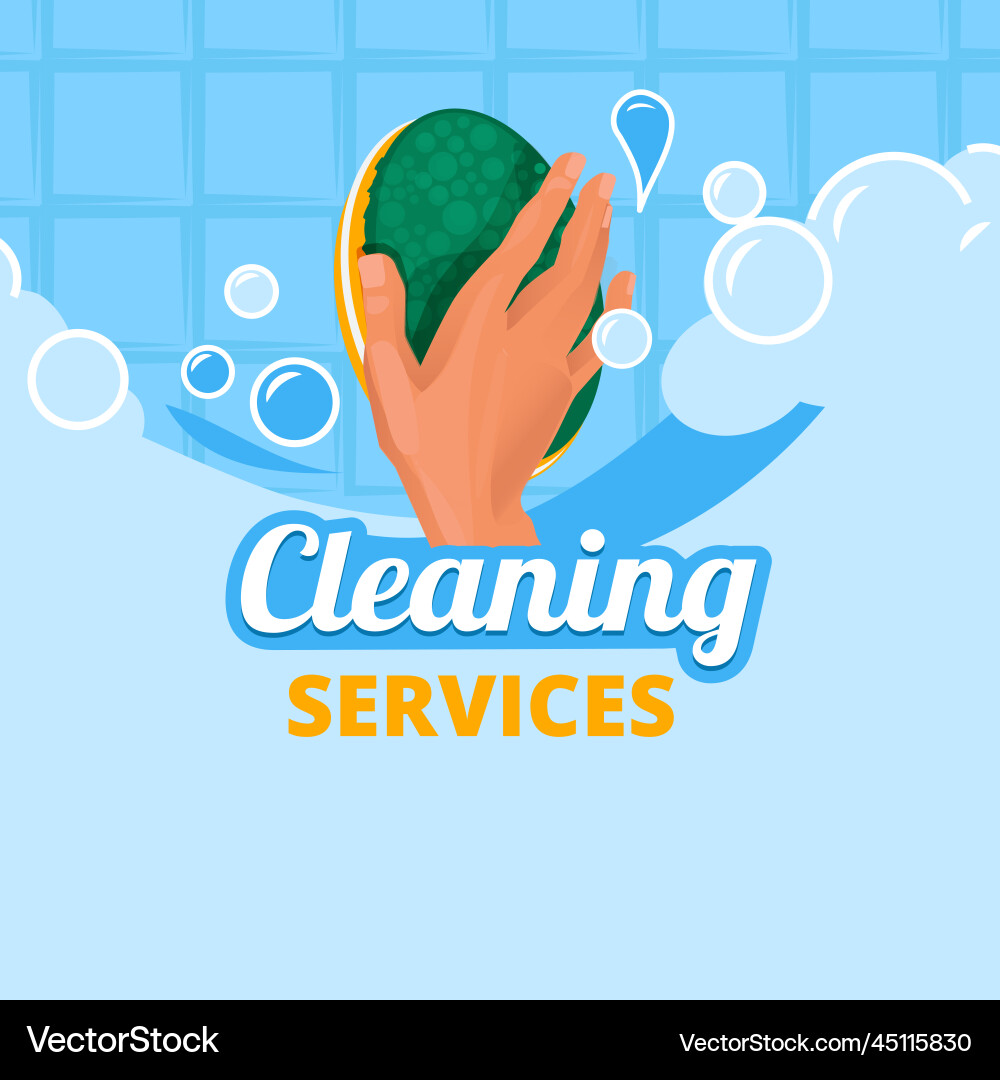Cleaning service background with hand holding Vector Image