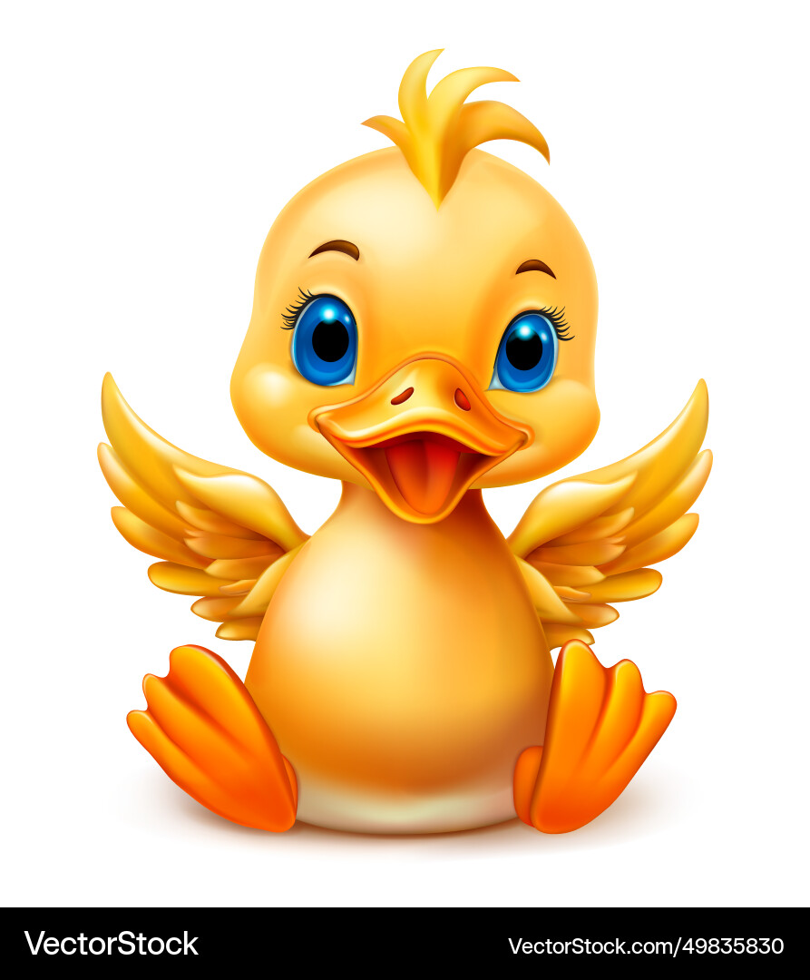 Cute happy duckling Royalty Free Vector Image - VectorStock