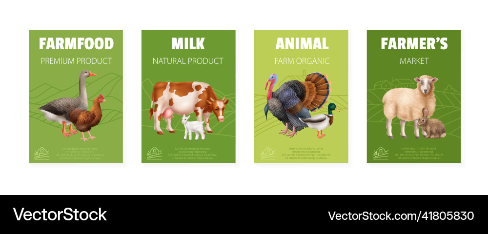 Farm animals poster set Royalty Free Vector Image