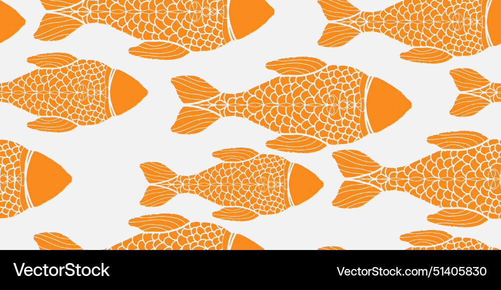 Fish stylized linocut texture textured print Vector Image