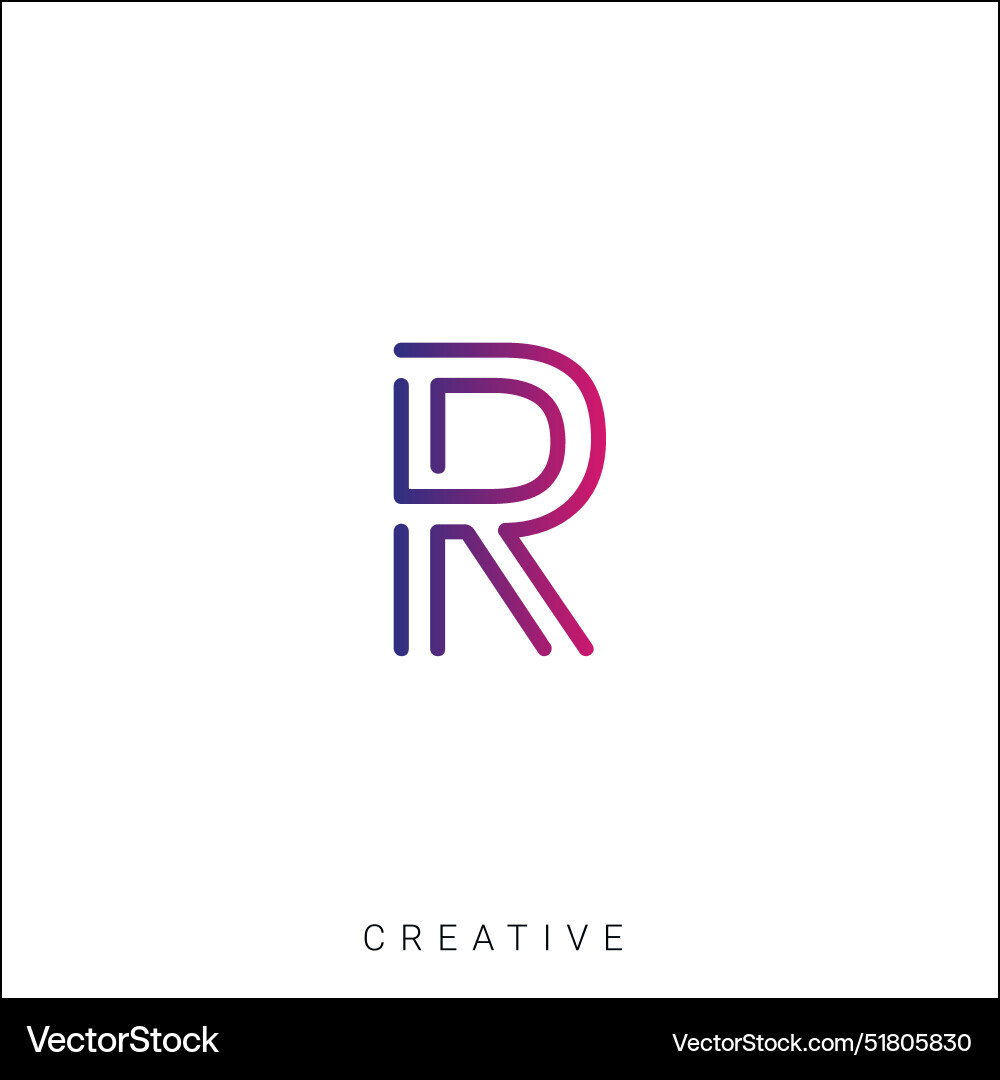R creative latter logo design by custom branding Vector Image