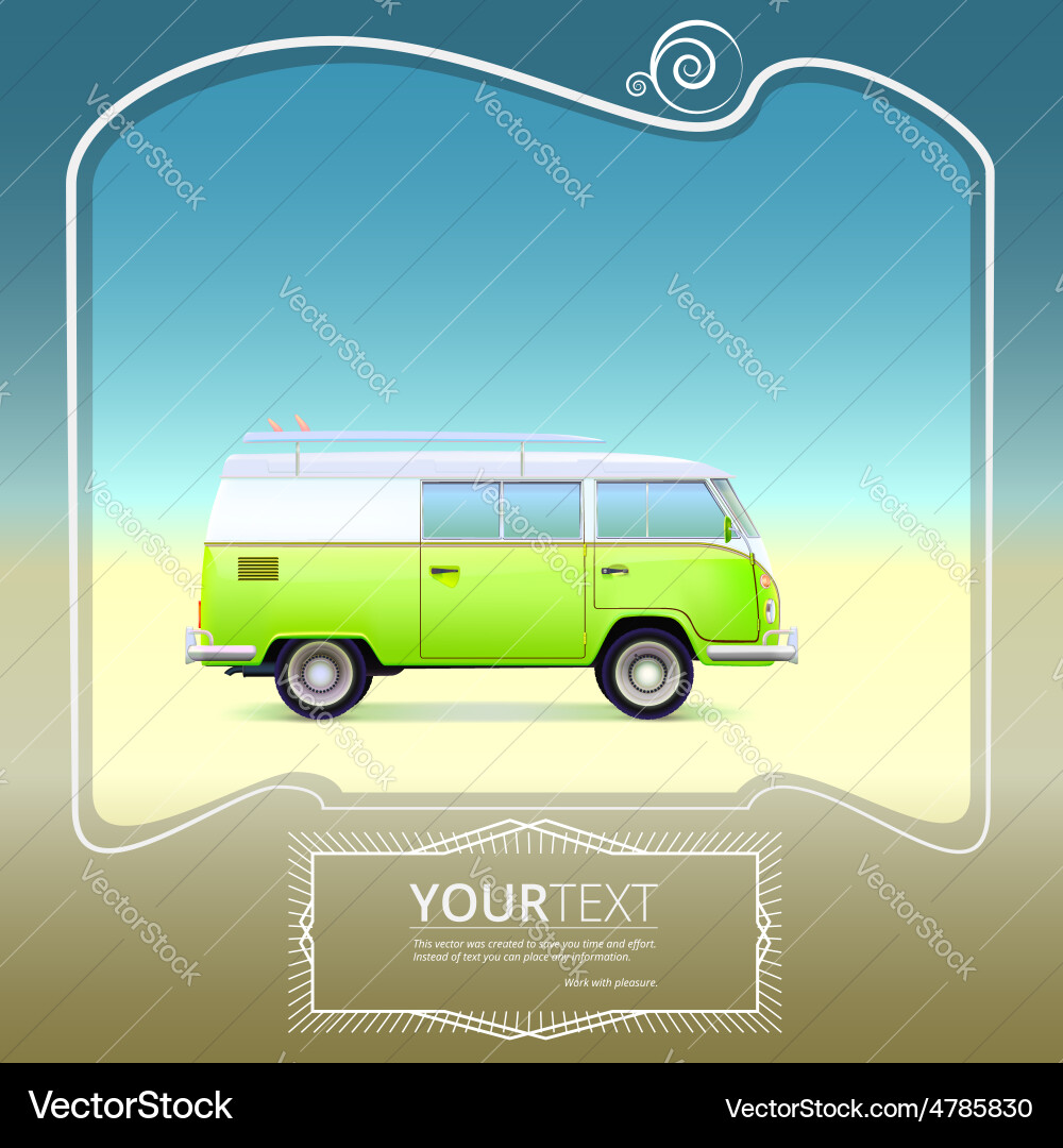 Retro bus with surf boards Royalty Free Vector Image