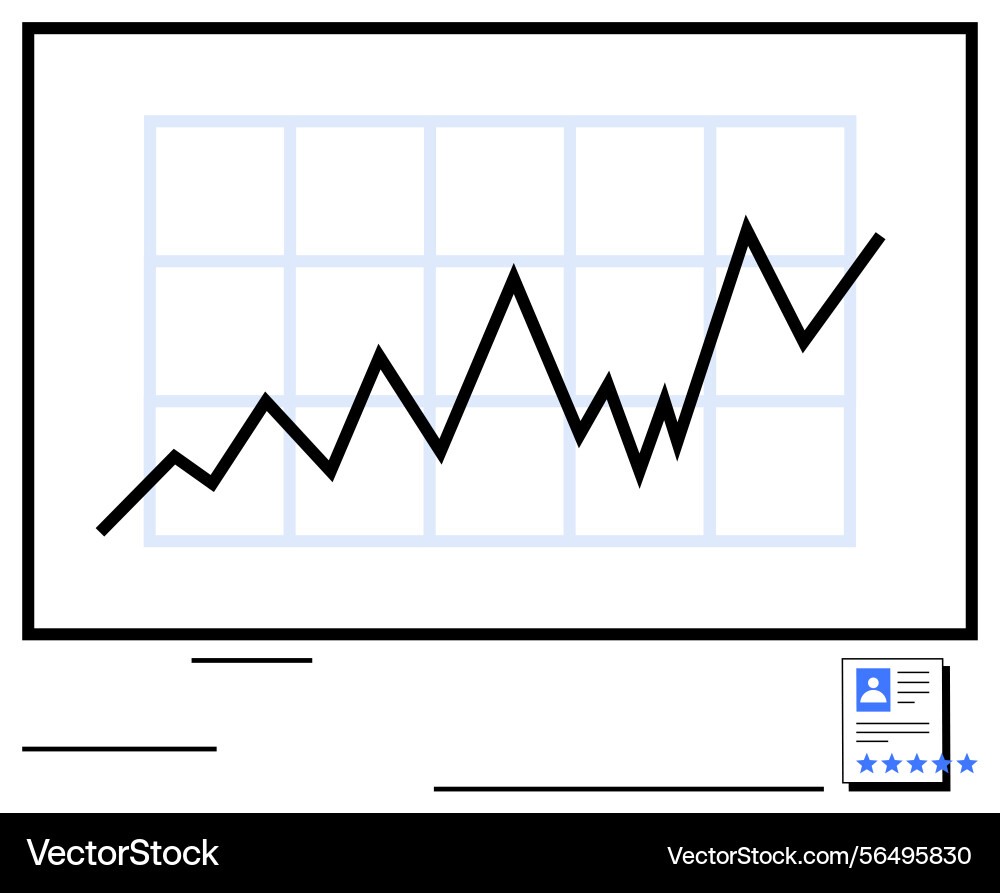 Rising line chart with growth trend and five-star Vector Image