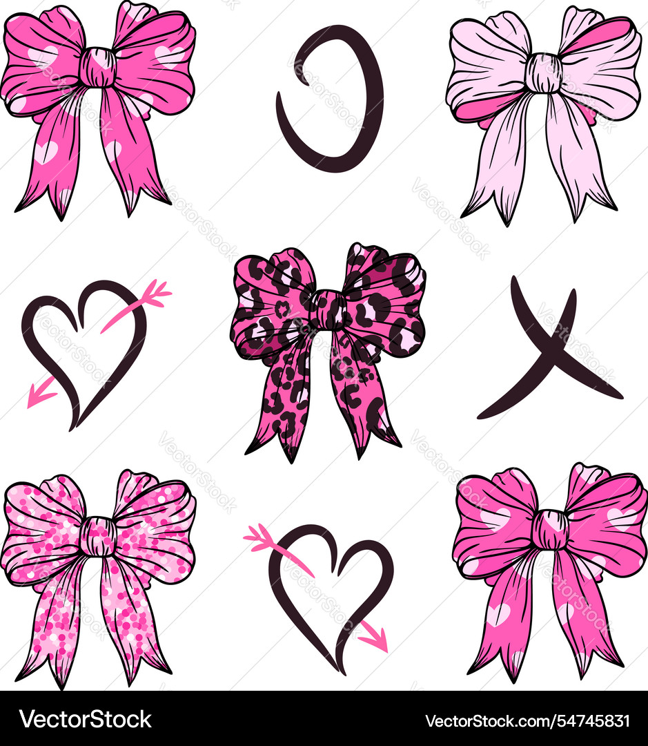 Bow clipart set for gift wrapping birthday Vector Image