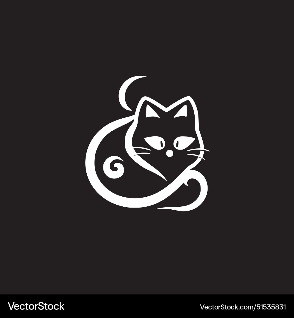 Cat - black and white Royalty Free Vector Image