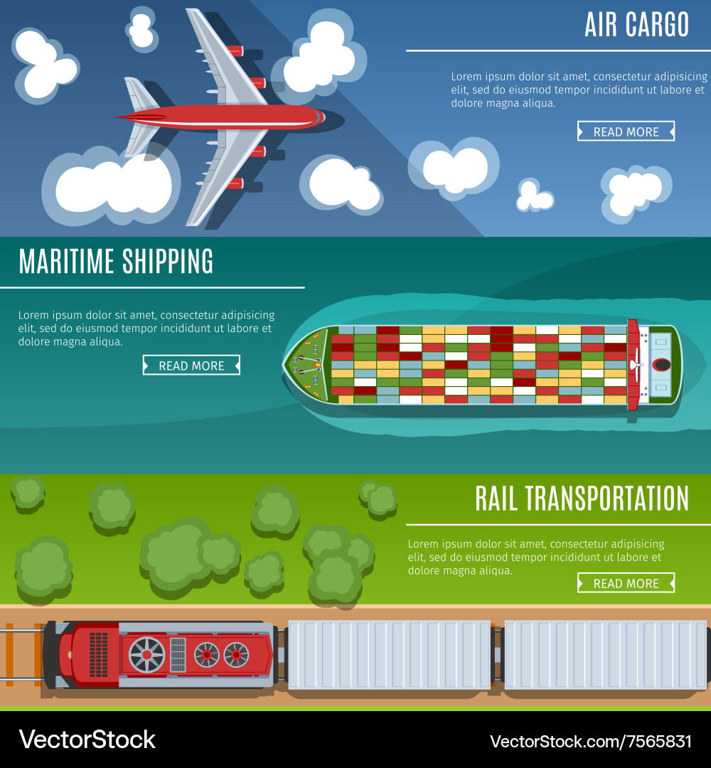 Colorful transportation banners set Royalty Free Vector