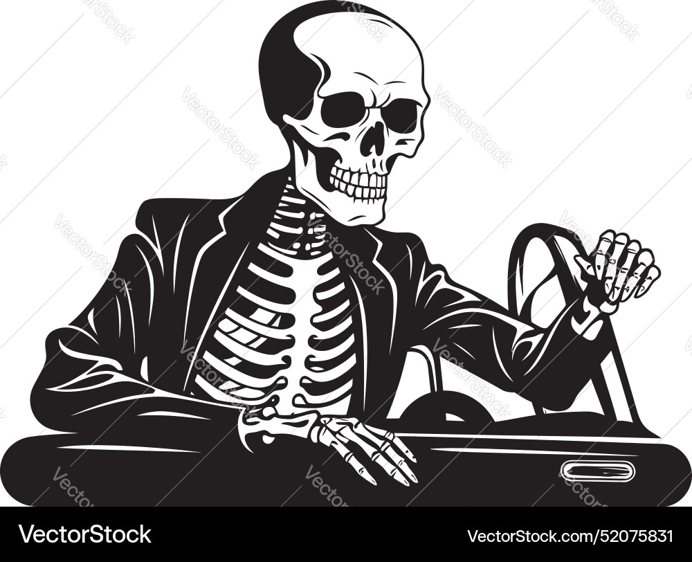 Ghost highway car with skeleton graphic phantom Vector Image