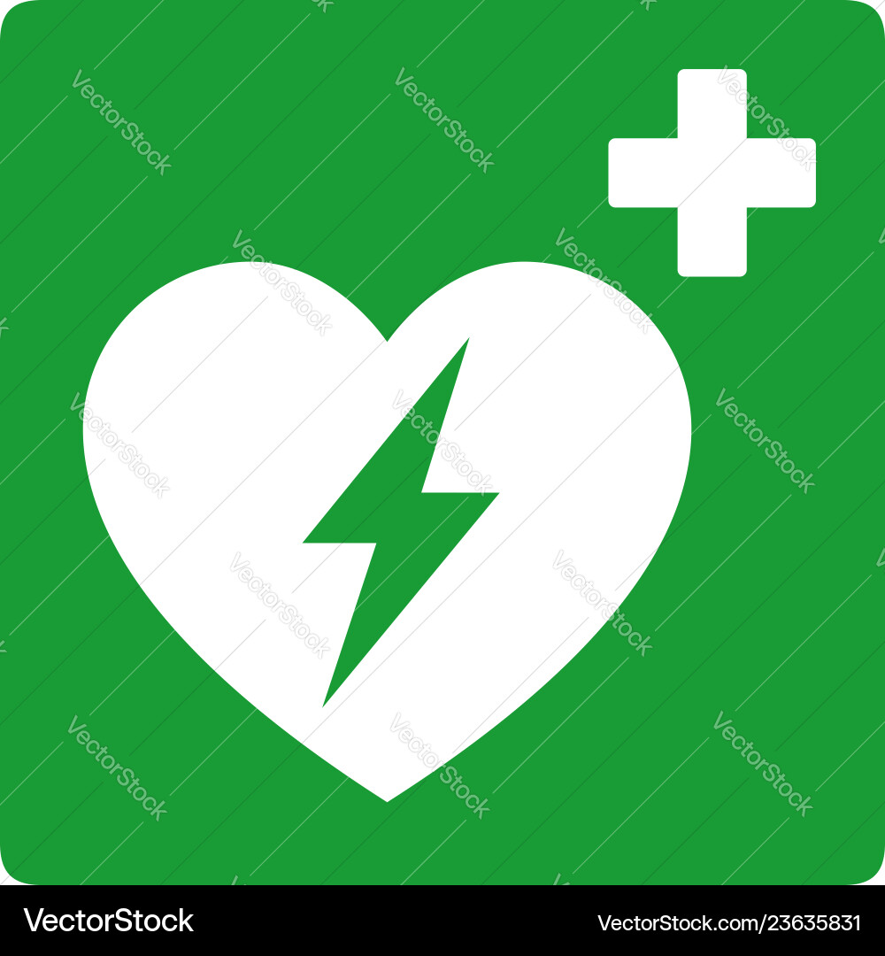 Green automated external defibrillator aed sign Vector Image
