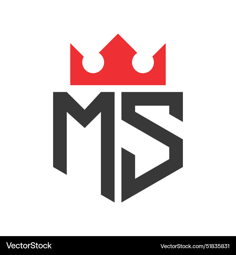 Letter ms crown logo crown on letter ms logo Vector Image