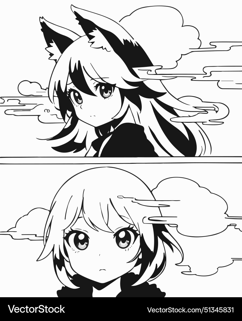 Manga girls comic frame Royalty Free Vector Image