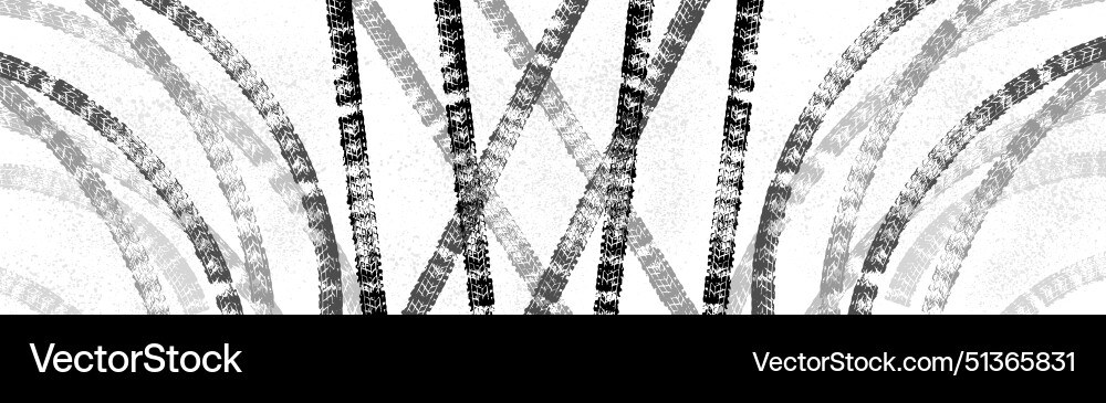 Panoramic background with tire wheel marks Vector Image