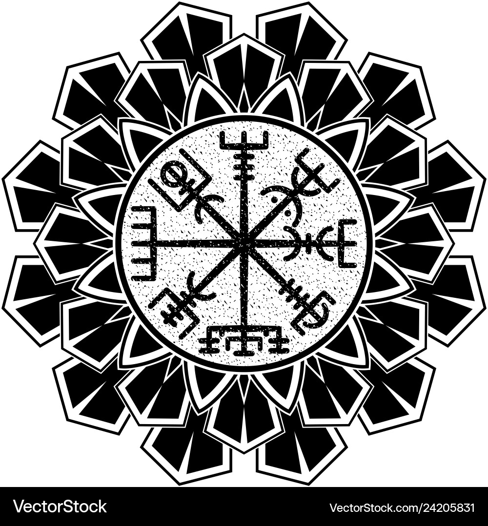 Scandinavian Compass Rune Tattoo Royalty Free Vector Image